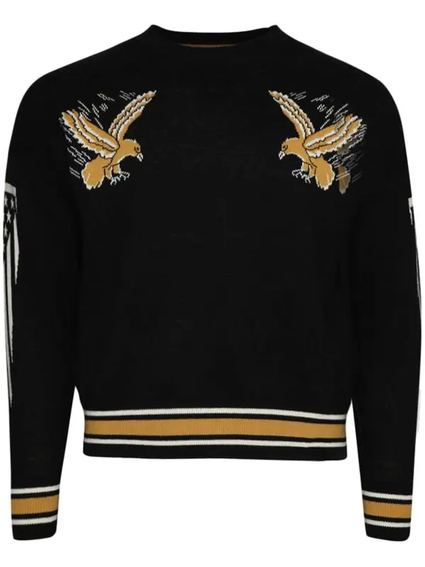 Rhude Eagle Souvenir Intarsia Knit Jumper - Black