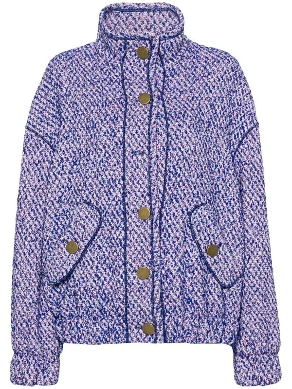 Philosophy Di Lorenzo Serafini Tweed Bomber Jacket - Blue