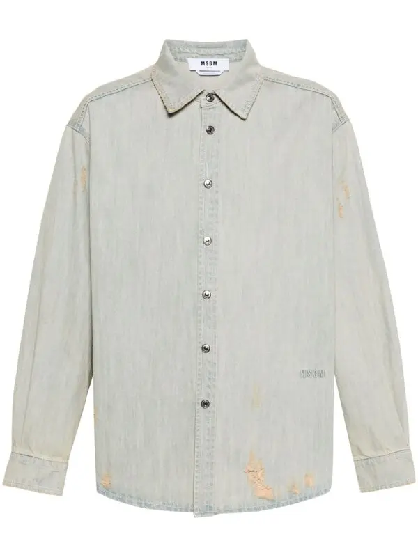 MSGM Distressed-finish Denim Shirt