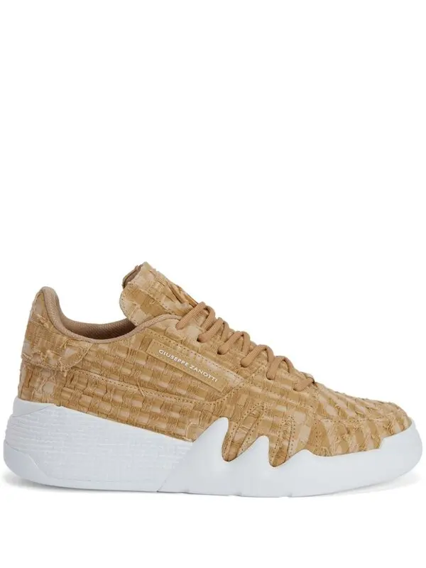 GIUSEPPE ZANOTTI Talon Distressed-jacquard Sneakers - Neutrals