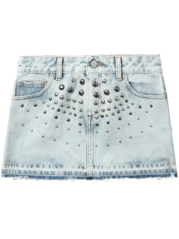 Alessandra Rich Stud-embellished Denim Miniskirt