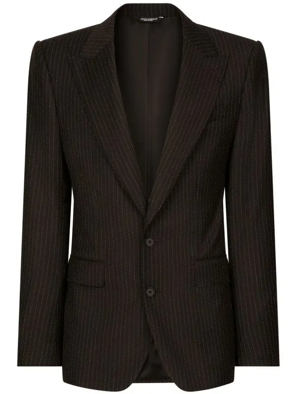 Dolce & Gabbana Pinstripe Wool Blazer - Black