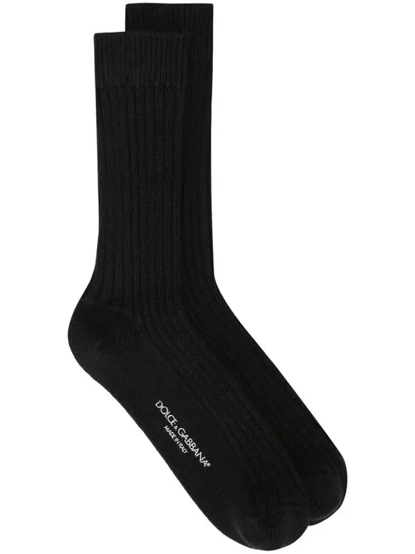 Dolce & Gabbana Intarsia-knit Logo Socks - Black
