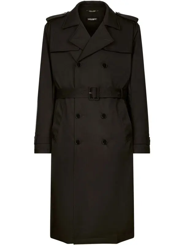 Dolce & Gabbana Belted Double-breasted Trench Coat - Black