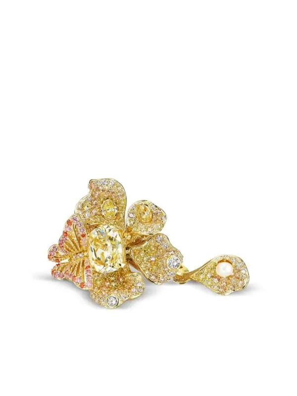 ANABELA CHAN 18kt Yellow Vermeil Canary Peony Butterfly Gemstone Ring