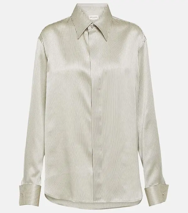 Saint Laurent Striped Silk Satin Shirt