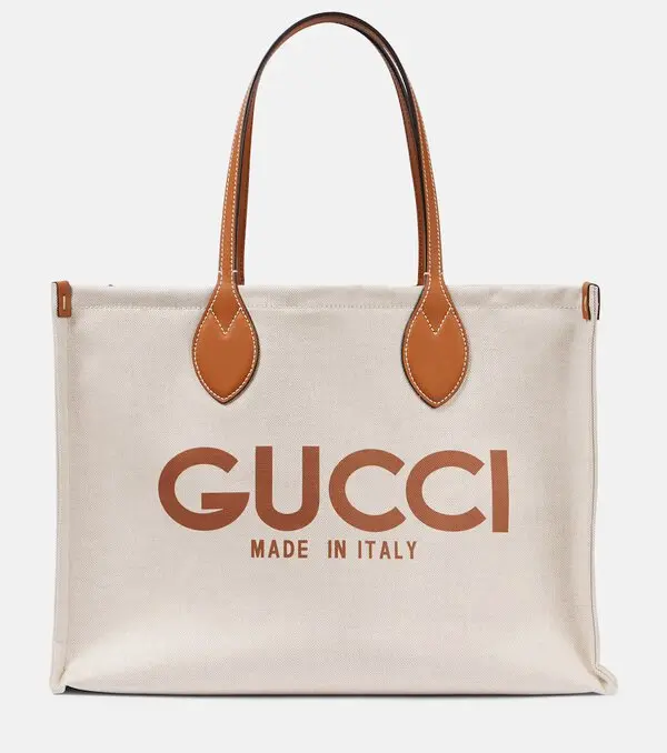 Gucci Medium Logo Tote Bag - Beige