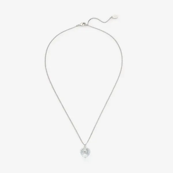 JIMMY CHOO Silver-finish Heart Necklace With Crystals