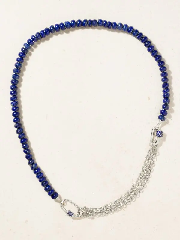 MARLA AARON 18-karat White Gold, Sapphire And Lapis Lazuli Necklace
