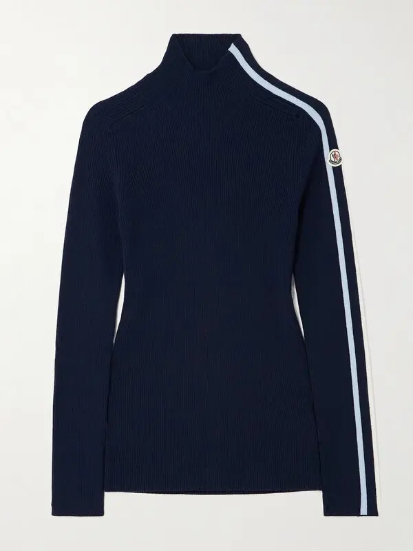 Moncler Turtleneck Ribbed Wool Sweater