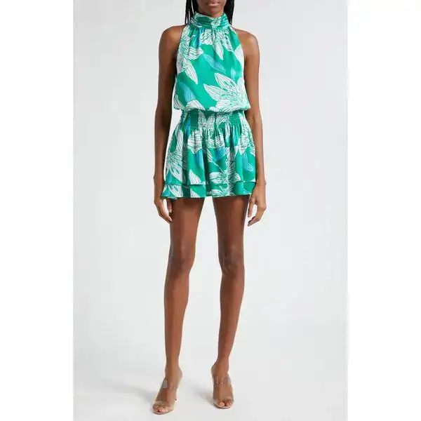 Ramy Brook Floral Tiered Satin Dress In Sea Green Lily Print - 62% Off |  Editorialist