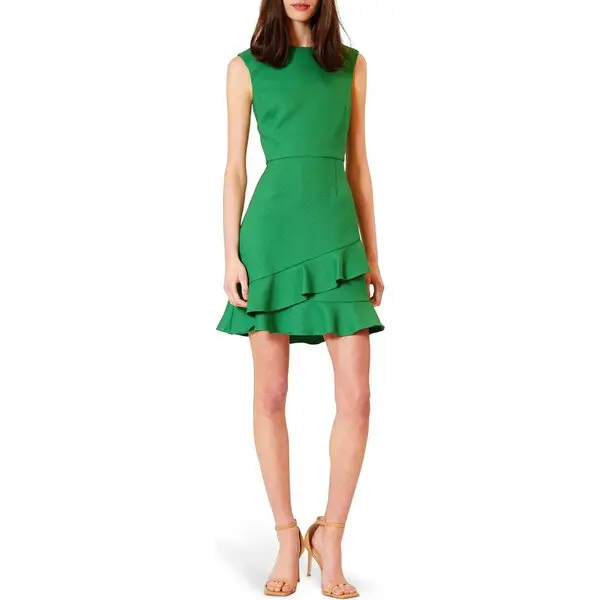 Julia Jordan Double Flounce Sleeveless Dress - Grass