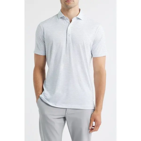Johnnie-o Michael Stripe Performance Golf Polo - White Kona