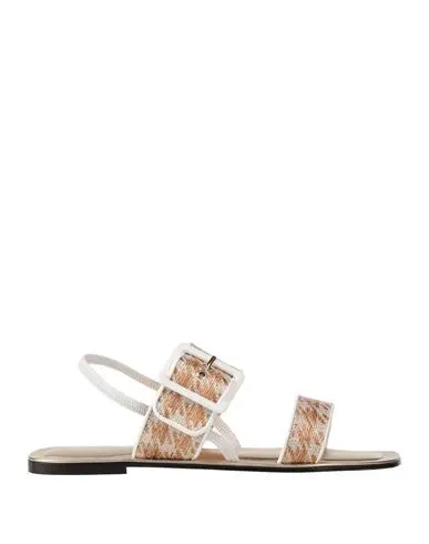 POLLINI Houndstooth Ankle Strap Sandals - White