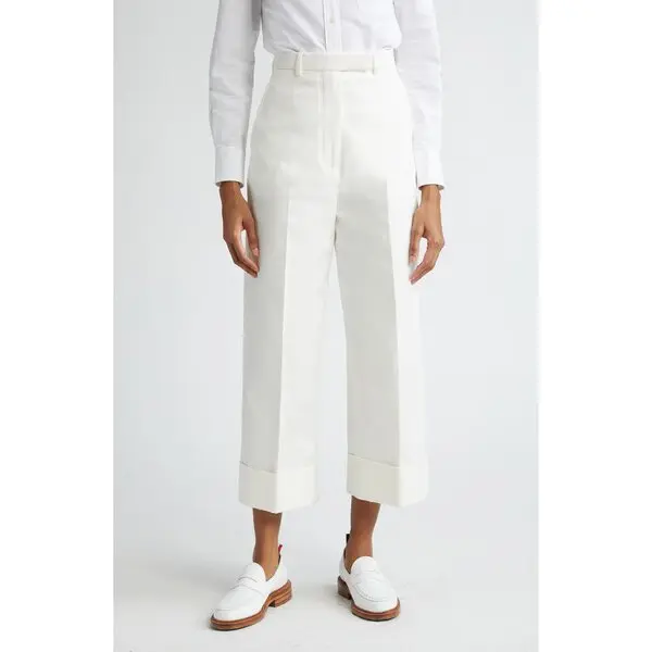 Thom Browne High-waist Cropped Pants - Off White