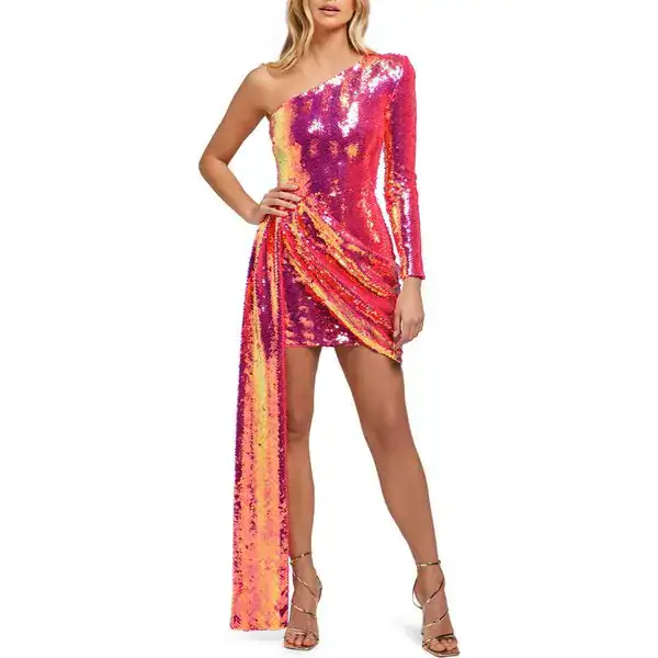 Nadine Merabi Celina Sequin Mini Dress In Hot Pink - 60% Off | Editorialist
