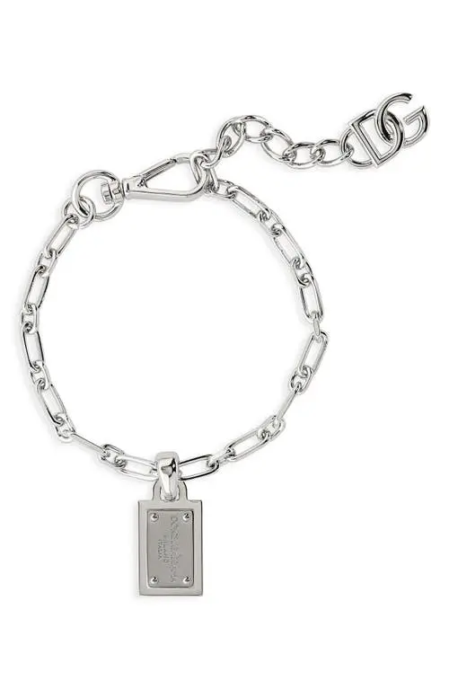Dolce & Gabbana Dg Plaque Chain Bracelet - Argento/ Palladio