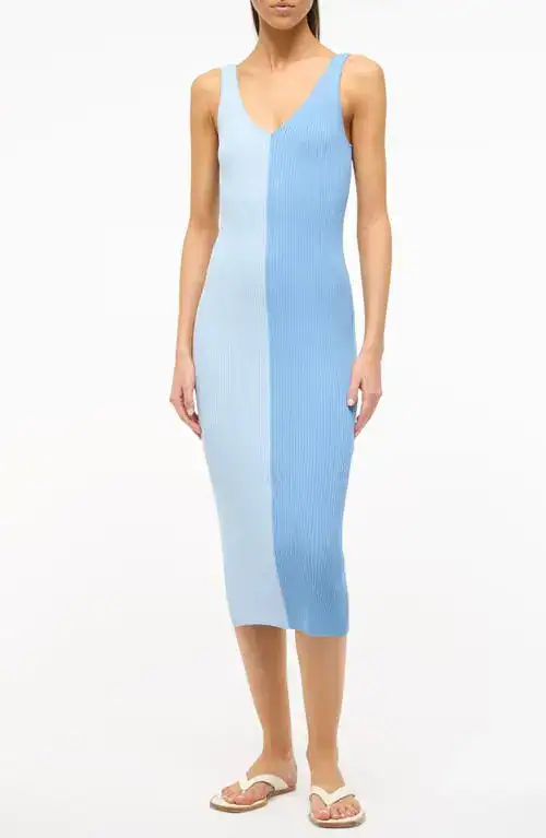 Staud Dana Two-Tone Midi Sweater Dress In Periwinkle Multi - 50% Off |  Editorialist