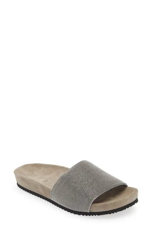 Brunello Cucinelli Monili Band Slide Sandal - Silver