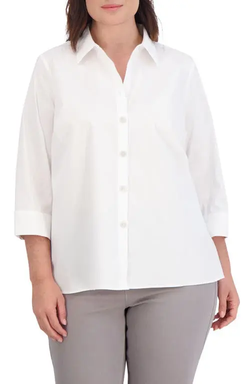 Foxcroft Kelly Mix Solid Stripe Shirt - Blue Wht Stripe