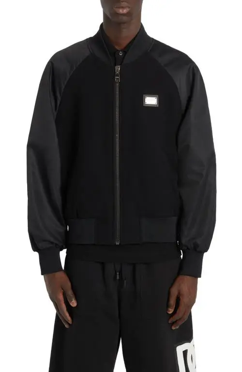 Dolce & Gabbana Mixed Media Padded Bomber Jacket