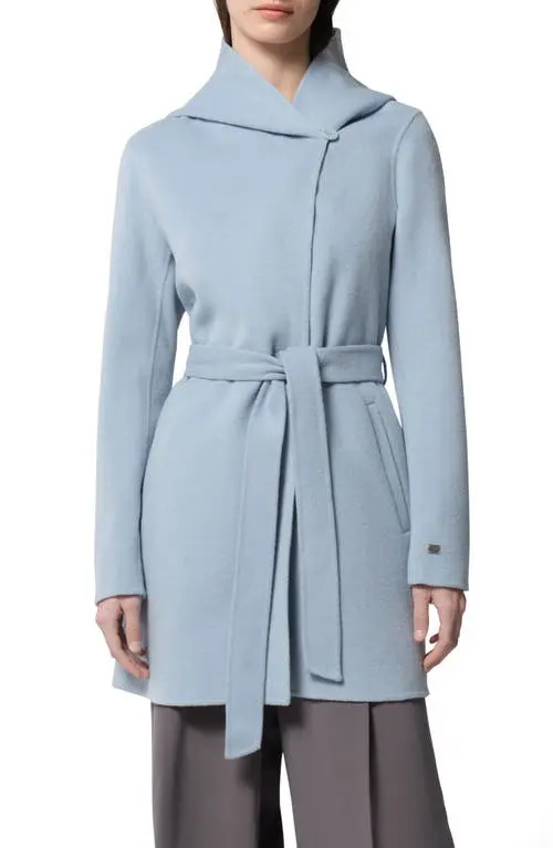 Soia & Kyo Hooded Wool Blend Jacket With Tie Waist