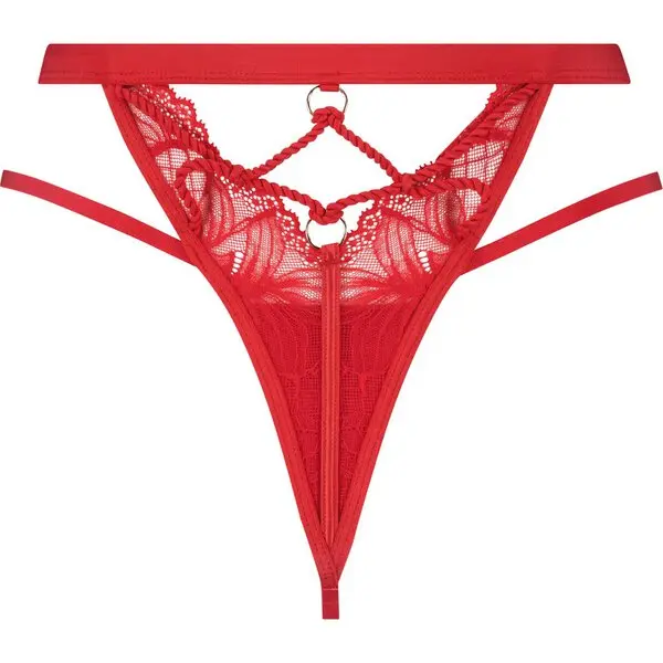 Hunkemoller Bellini Rope Trim Lace G-string - Tango Red | Editorialist
