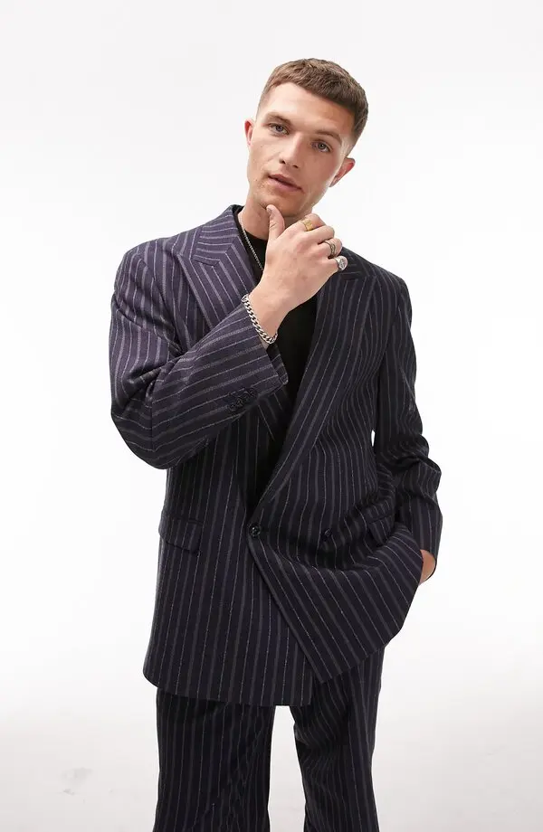 Topman Boxy Fit Suit Jacket - Navy | Editorialist