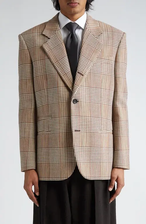 Bottega Veneta Relaxed Fit Check Double Face Cotton Blend Blazer