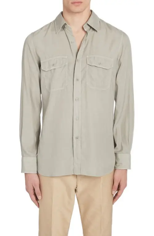 TOM FORD Military Fit Fluid Twill Button-up Shirt