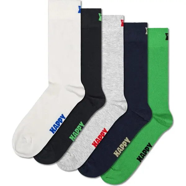 Happy Socks Assorted 5-pack Crew Socks - White Multi