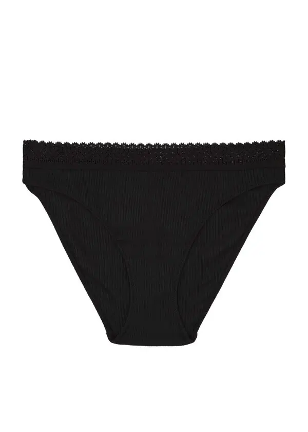 Simone Perele Eugenie Ribbed Lace-trimmed Briefs