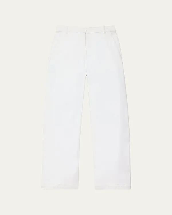 Another Tomorrow Carpenter Denim Wide-leg Pants - Off White