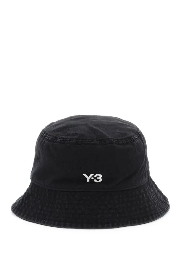 Y3 Washed Twill Bucket Hat - Black | Editorialist