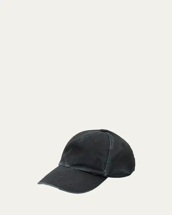 Saint Laurent Ysl Washed Denim Baseball Hat - Black | Editorialist