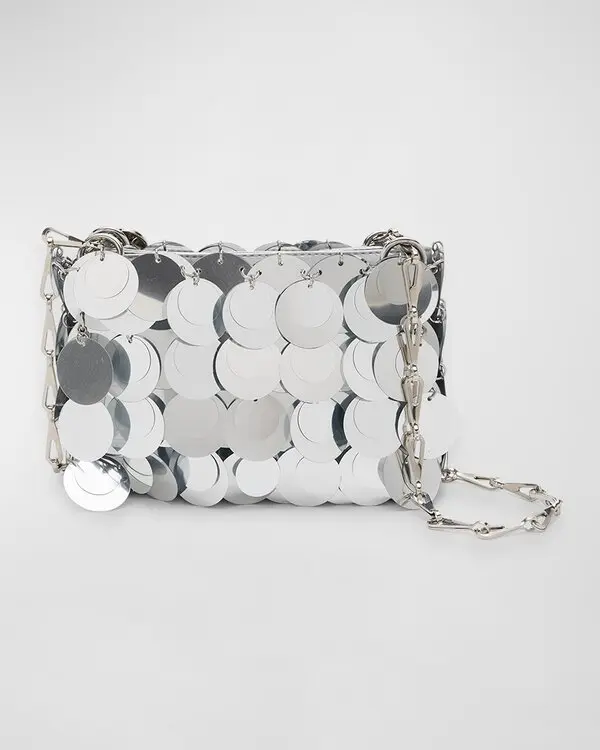 Rabanne Nano Sparkle Sequins Shoulder Bag - Silver
