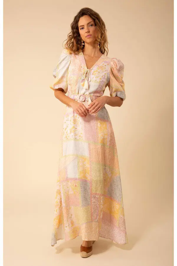 Hale Bob Arabella Linen Midi Dress - Neutral