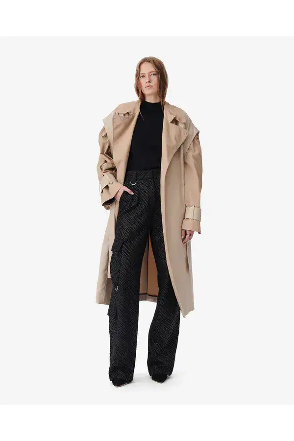 IRO PARIS Ruiz Long Two-toned Trench Coat - Brown / Neutral | Editorialist
