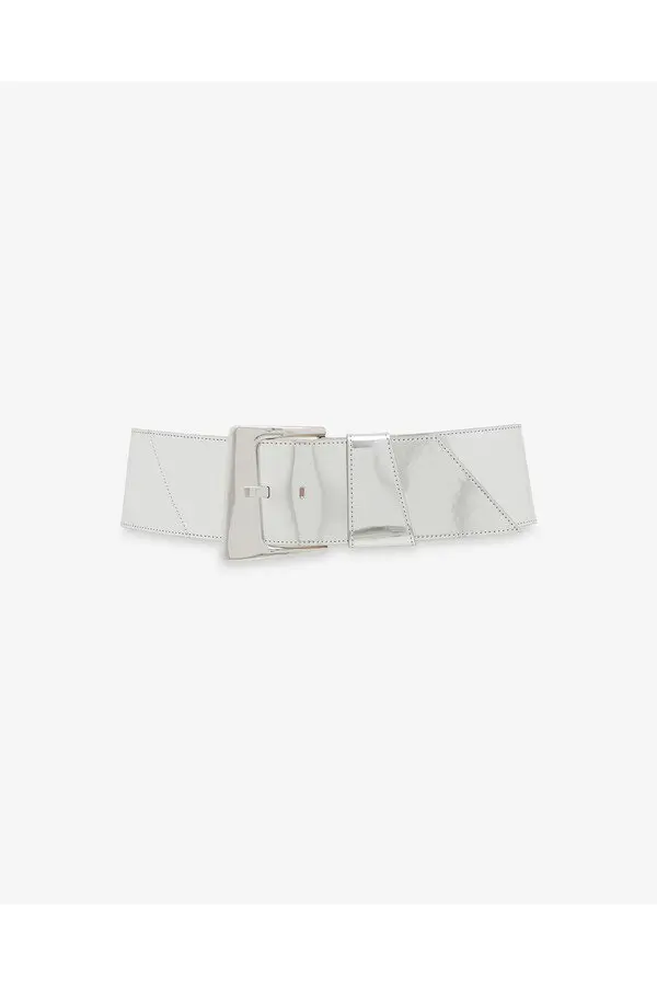 IRO PARIS Ara Mirror Wide Leather Belt - Silver | Editorialist