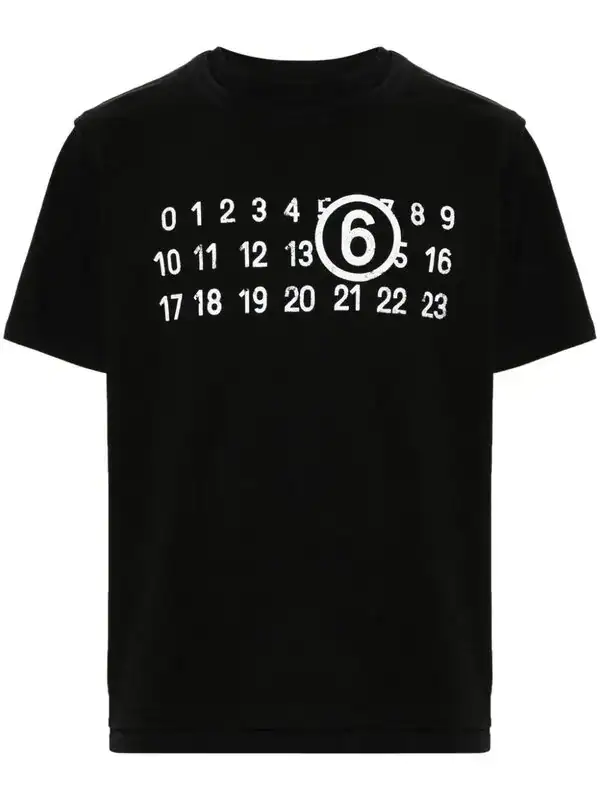Maison Margiela Numbers-Motif Cotton T-Shirt - Black | Editorialist