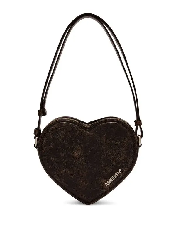 AMBUSH Heart Leather Shoulder Bag - Black