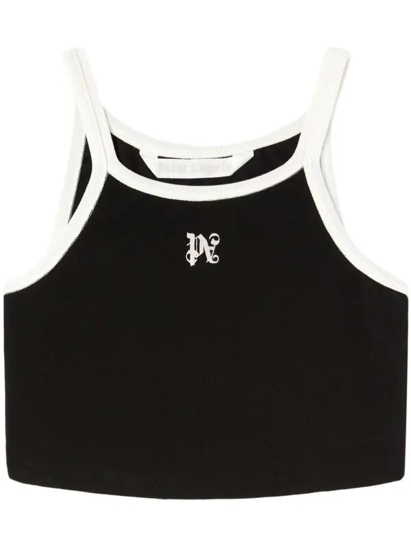 Palm Angels Pa Monogram Cropped Tank Top