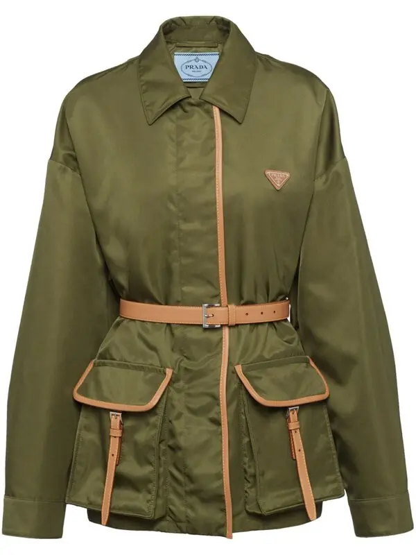 Prada Re-nylon Belted Jacket - Green