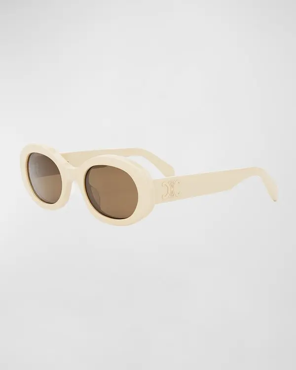Celine Triomphe Oval Sunglasses - White/brown