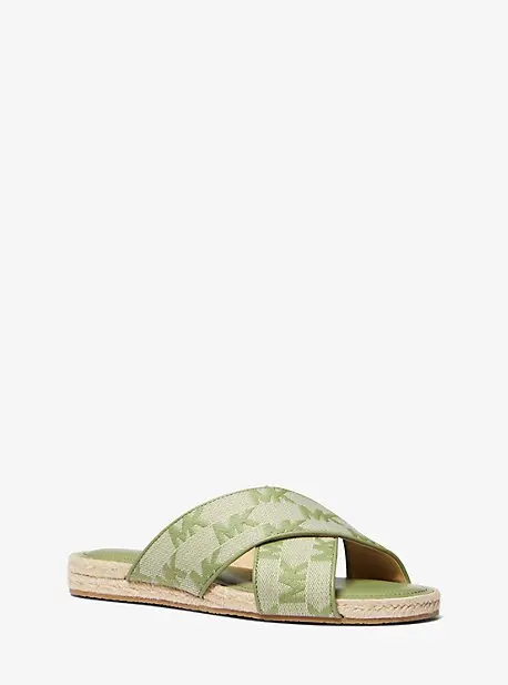 Michael Kors Jolie Logo Jacquard Espadrille Sandal In Green 73