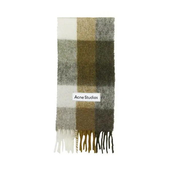 Acne Studios Mohair Checked Scarf 'taupe/green/black - Multicolor