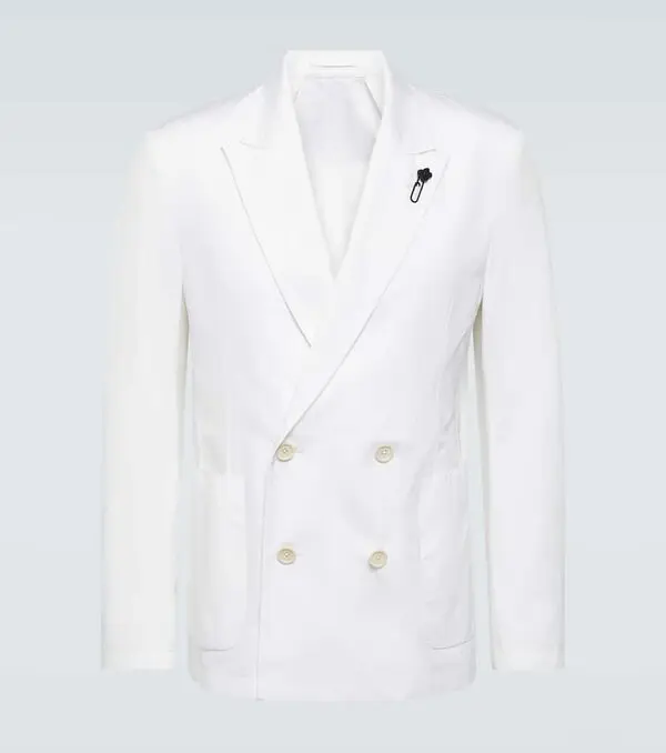 LARDINI Double-breasted Cotton Blazer - White
