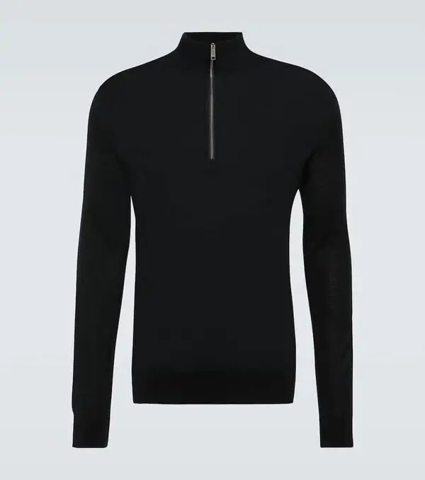 Zegna Wool Half-zip Sweater - Black