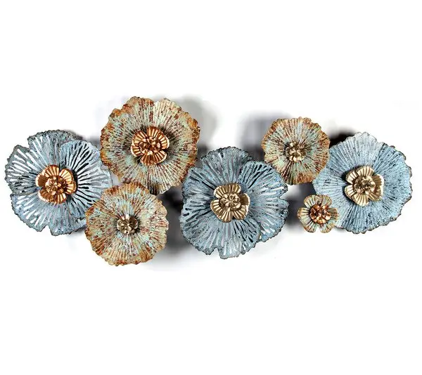 LUXEN HOME Luxenhome Multi-color Distressed Flower Metal W All Decor
