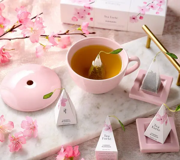 TEA FORTE 10-ct Hanami Pyramid Infusers W/ Cafe Cup & Tea Tray